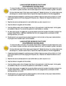 Updated Chaperone Guidelines - The Lancaster Science Factory